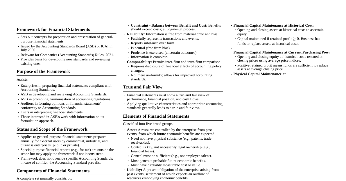 Framework for Financial Statements | GPAI